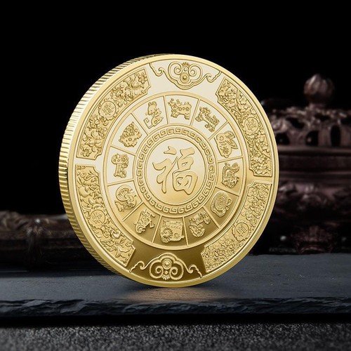 Feng Shui Lucky Coin Commemorative Chinese Fish Good Luck Gold Medal ...