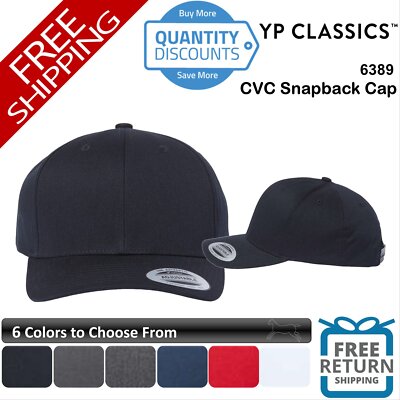 🔥 YP Classics Men CVC Snapback Cap Hat six-panel, mid-profile Snapback ...
