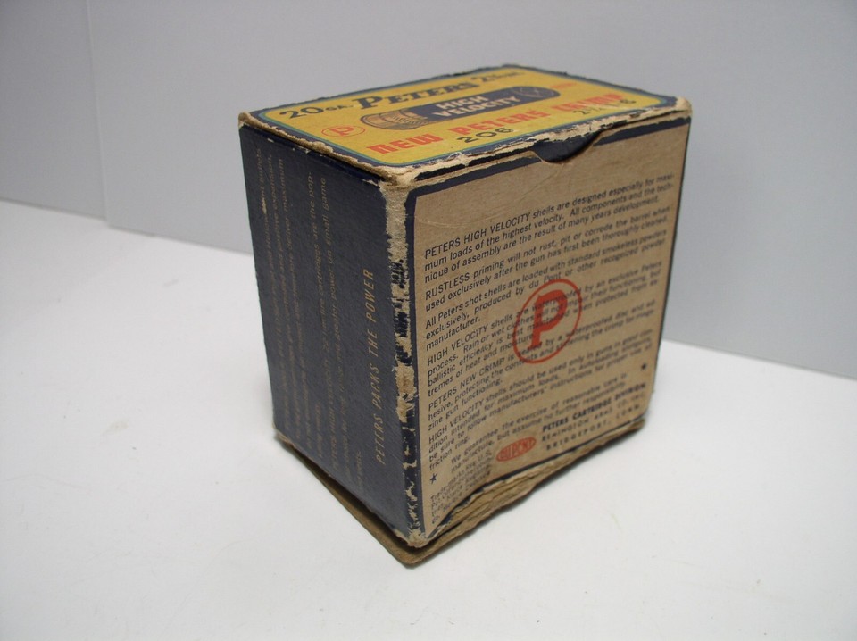 Vintage Peters High Velocity Shotgun Shells Box 20 Ga. | eBay