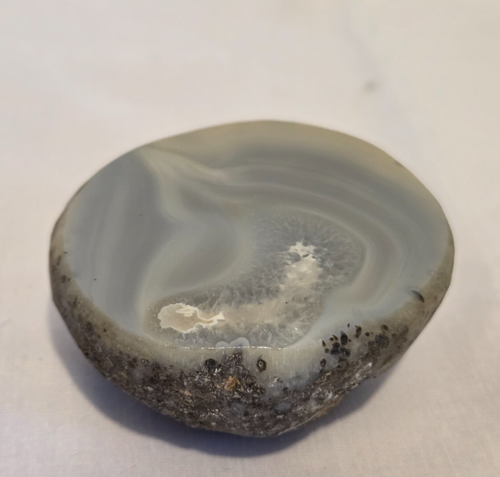 Agate Geode Gray Crystal Half Cut Polished Natural Display Agate 9ozs 3 ...