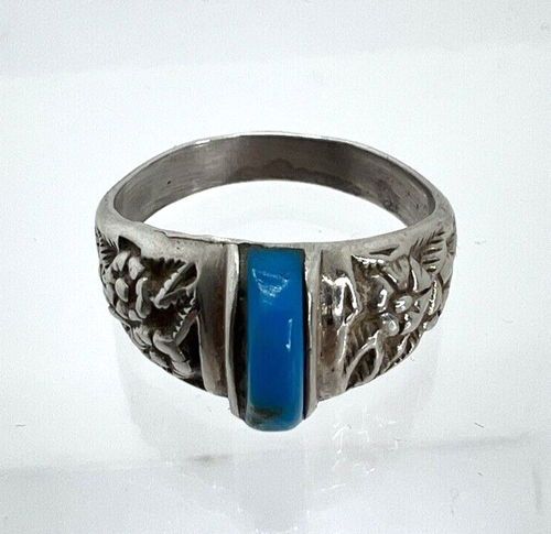 Sterling Silver 925 Southwest Floral Ring with Turquoise Stone Size 8 ...