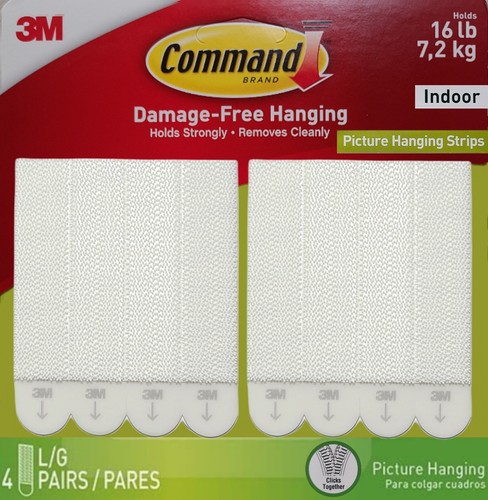 3M Command Brand Picture Hanging Strips Large, 4 Pairs (8 Strips ...