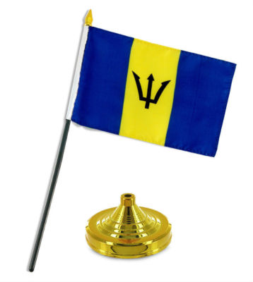 Barbados Large Trident 4"x6" Flag Desk Set Table Stick Gold Base | eBay