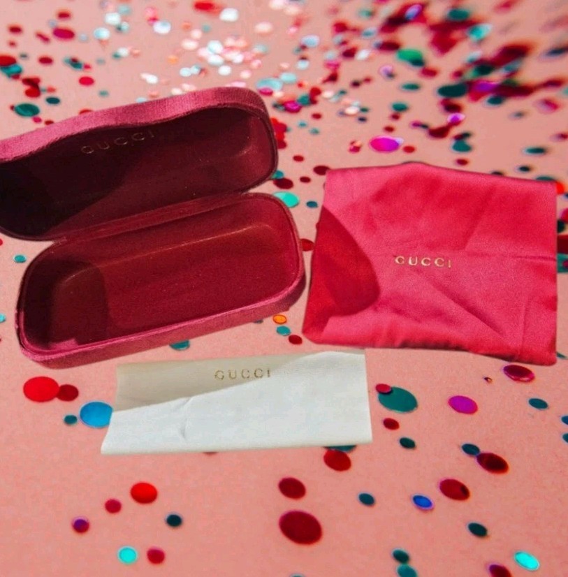 Gucci Logo Black Gold Red Grey Lens Women Womens Sunglasses Glases ...