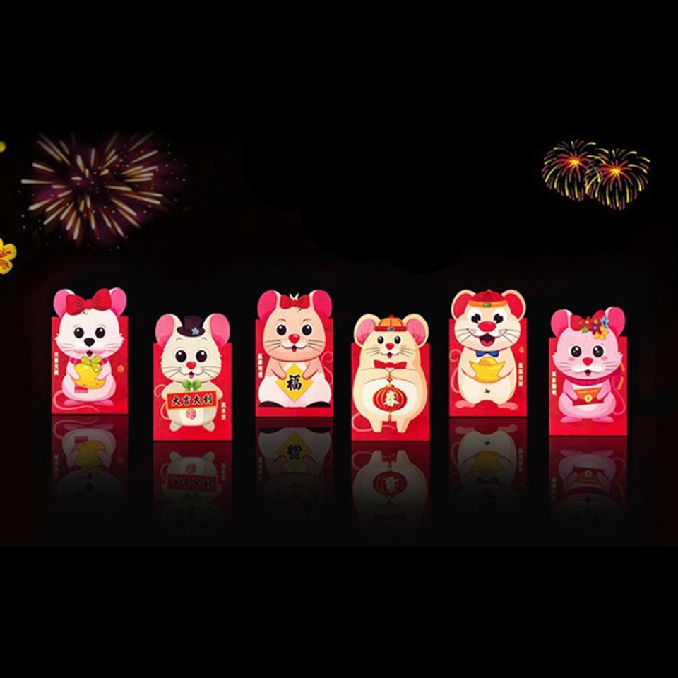 18pcs Red Envelopes 2020 Cartoon Rat Money Gift Envelopes Mouse Red ...