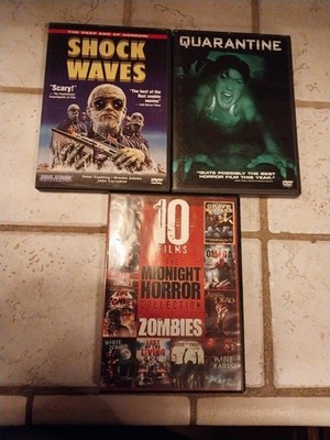Lot Of 3 Horror DVDs, Shock Waves, Quarantine, Midnight Horror ...