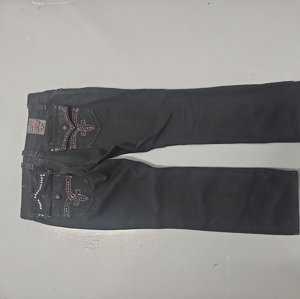 Rock Revival Jeans Mens 38x34 Black Steven Straight Red Studded Pockets ...