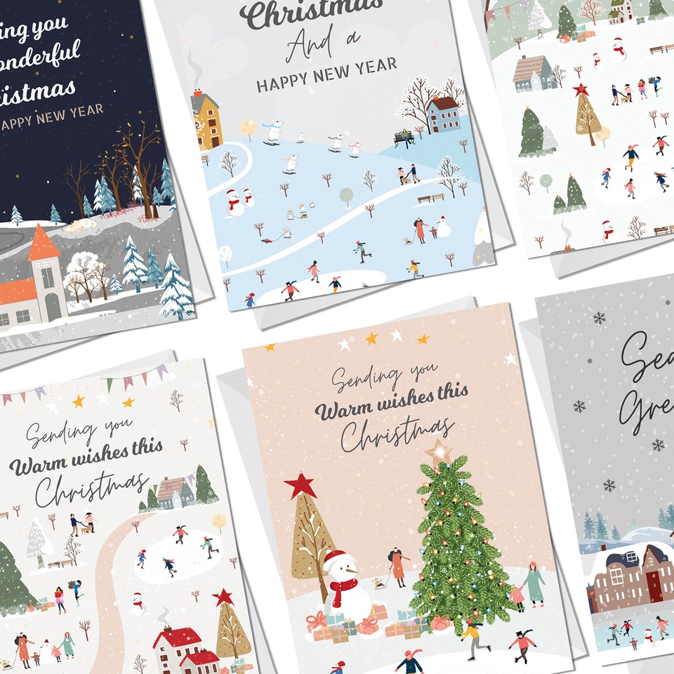 Christmas Cards 30 Pack Xmas Cards Multipack 6 Unique Designs For ...