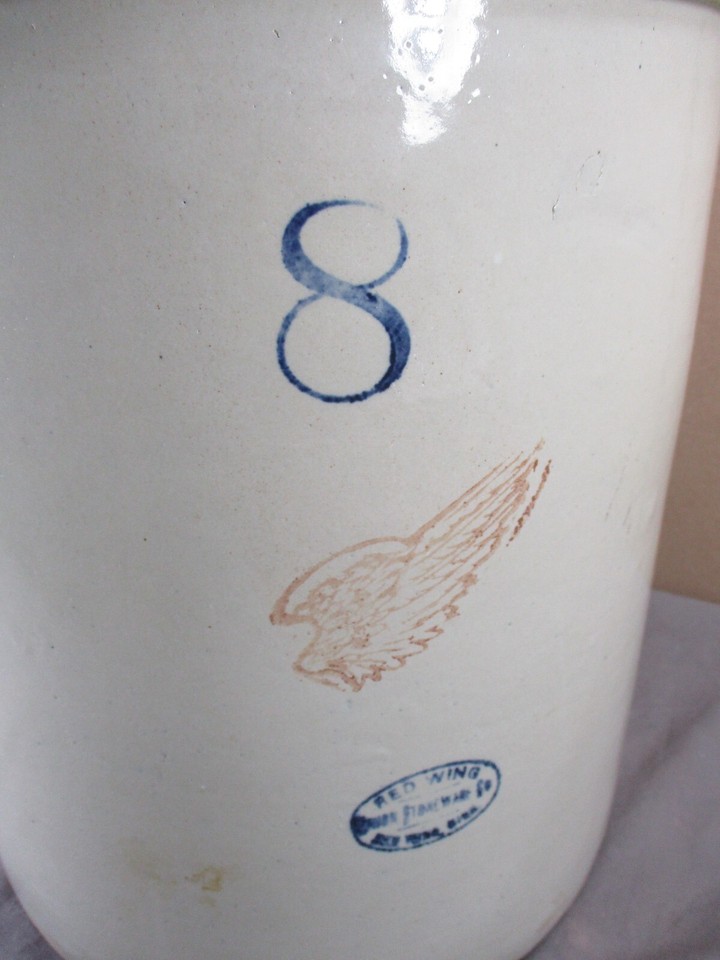 Antique Vintage 8 Gallon RED WING STAMP Union Stoneware Crock HEAVY | eBay
