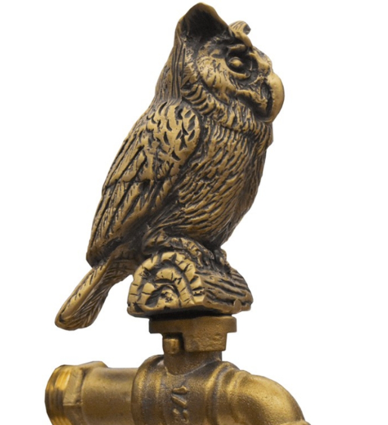 Brass Garden Tap Faucet Owl Bird Handle Spigot Vintage Water Outdoor ...