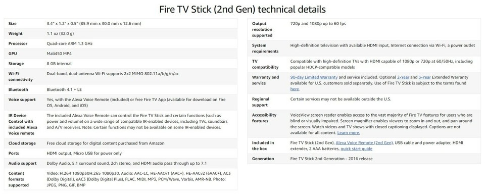 Gen 2 Amazon Fire TV Stick ONLY LY73PR Replacement 2nd Generation No ...