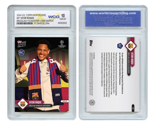2024 UCL Topps Now VICTOR ROQUE FC Barcelona ROOKIE Card #87 Graded GEM ...