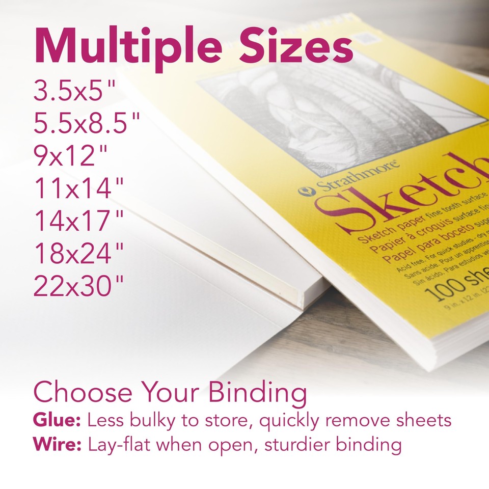 Strathmore 300 Series Sketch Pad, 18x24 inch, 30 Sheets, Side Wire ...