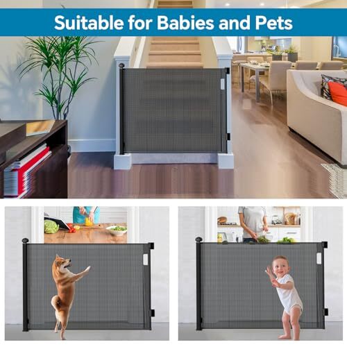 42 Inch Extra Tall Safety Retractable Baby Gate 42" Tall x 55" Wide ...