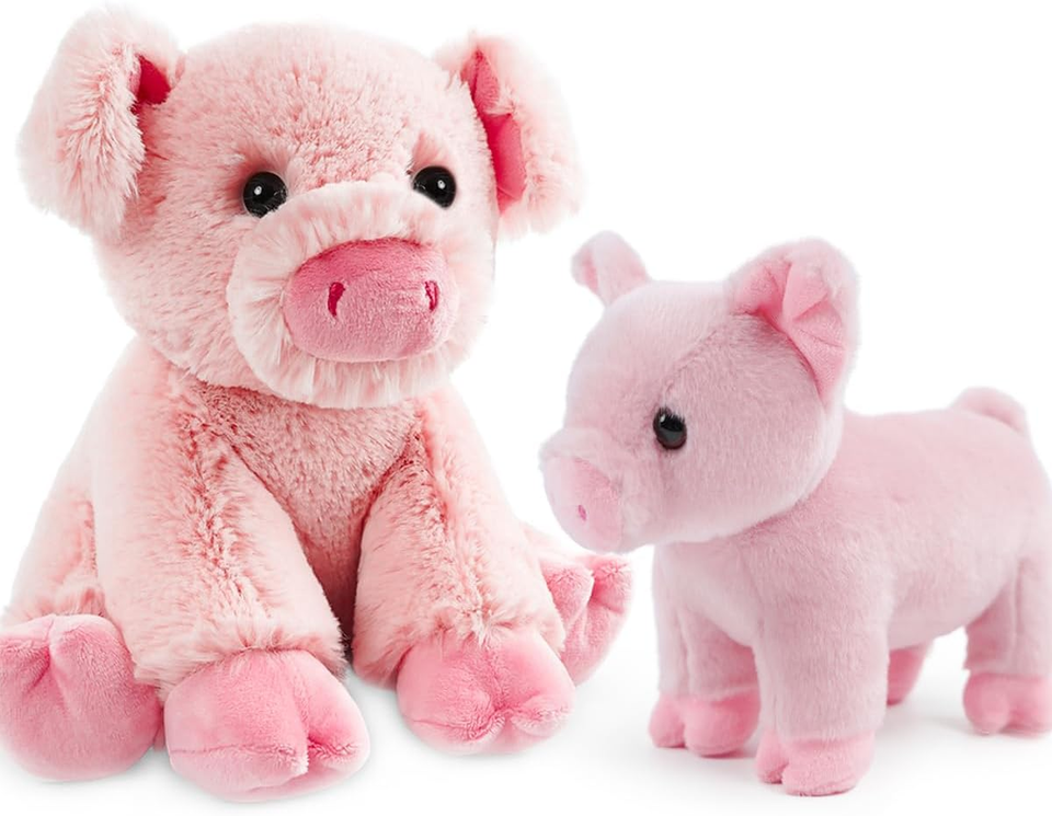 Pig Stuffed Animal for Kids,2Pcs Realistic Animal Plush Toy Lying down ...