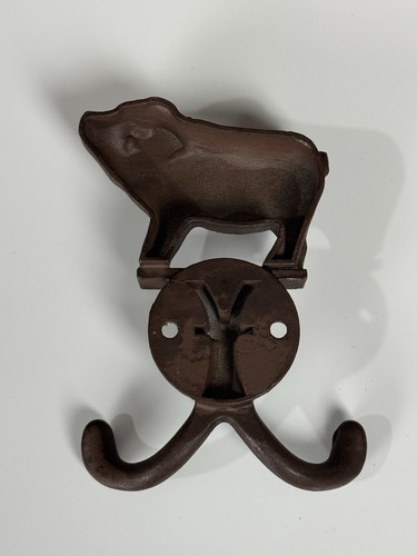 Flying Pig With Wings Wall Hook Cast Iron Key Towel Coat Hanger Rustic ...