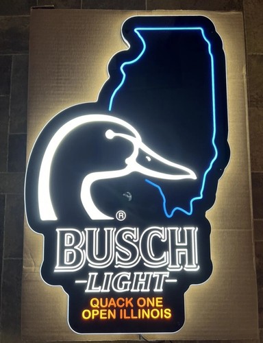 Busch Beer Duck Hunting Bird State Of Illinois Led Light Up Sign Game ...