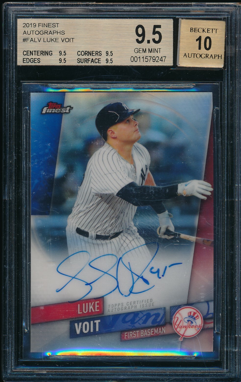 BGS 9.5/10 LUKE VOIT AUTO 2019 Topps Finest Autograph Refractor Yankees ...