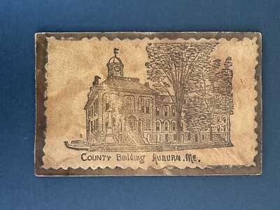 AUBURN Maine ME. County Building Androscoggin County Leather Postcard ...