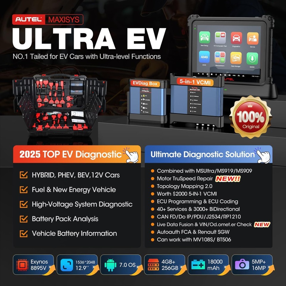 2025 Autel MaxiSys Ultra EV Motor TruSpeed Diagnostic Scanner VCMI ...