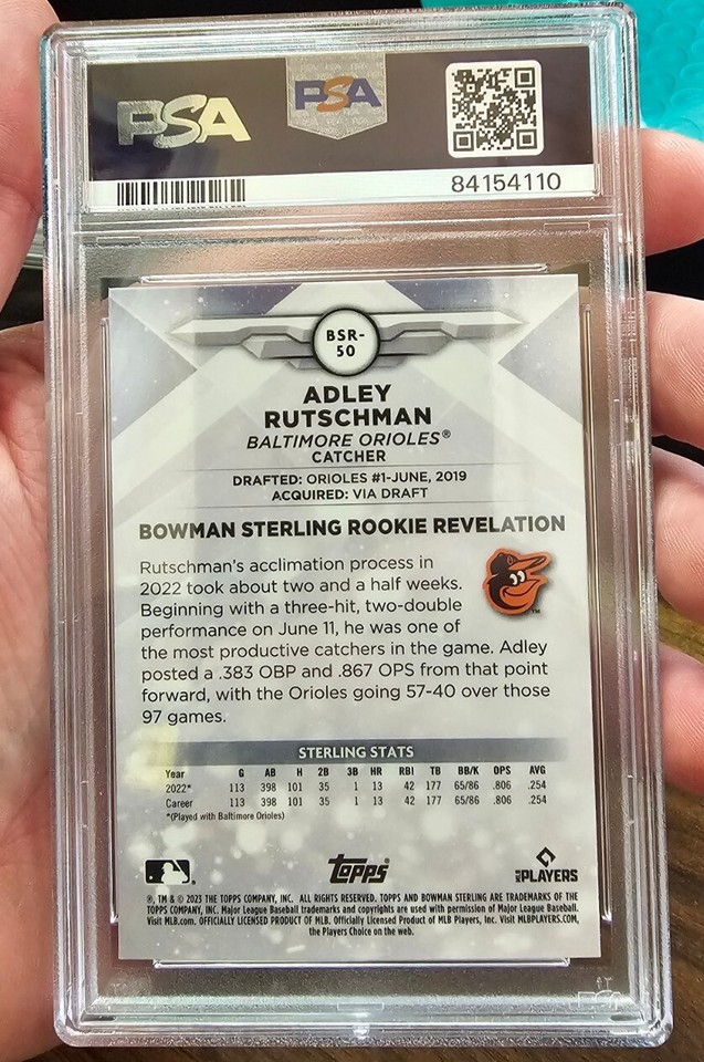 Adley Rutschman 2023 Bowman Sterling Rookie RC #BSR-50 PSA 10 Orioles ...