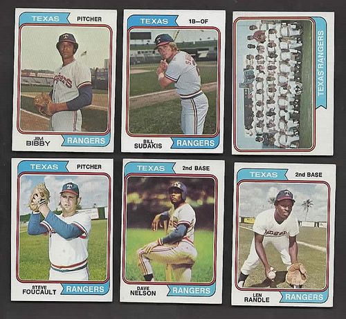 Lot of 11 1974 Topps Rangers: #11, #63, #184, #294, #355, #446, #538T ...