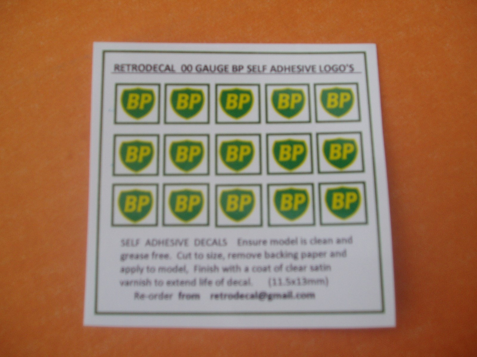 RETRODECAL 60s 70s BP LOGO '00' Gauge Self Adhesive Decals for tank ...