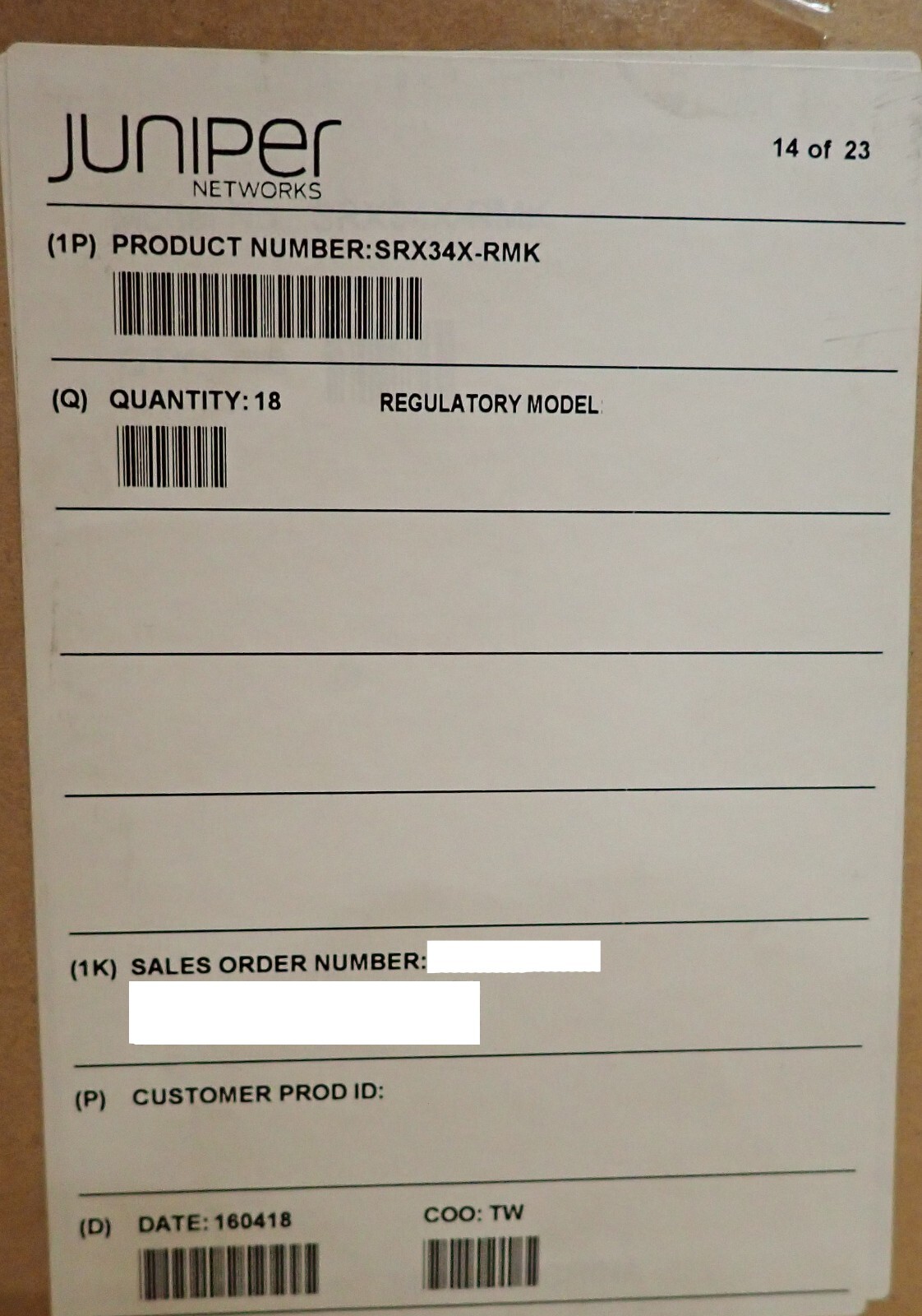 18x New Juniper Networks SRX345 / SRX340 Rack Mount Ear Kits SRX34X-RMK ...