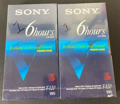 SONY 6HR Blank High Quality VHS Tapes PREMIUM GRADE T-120VE 2 Pack ...