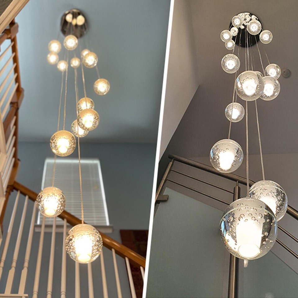 Modern G4 LED Bubble Crystal Round ball Ceiling Light Room Stair ...