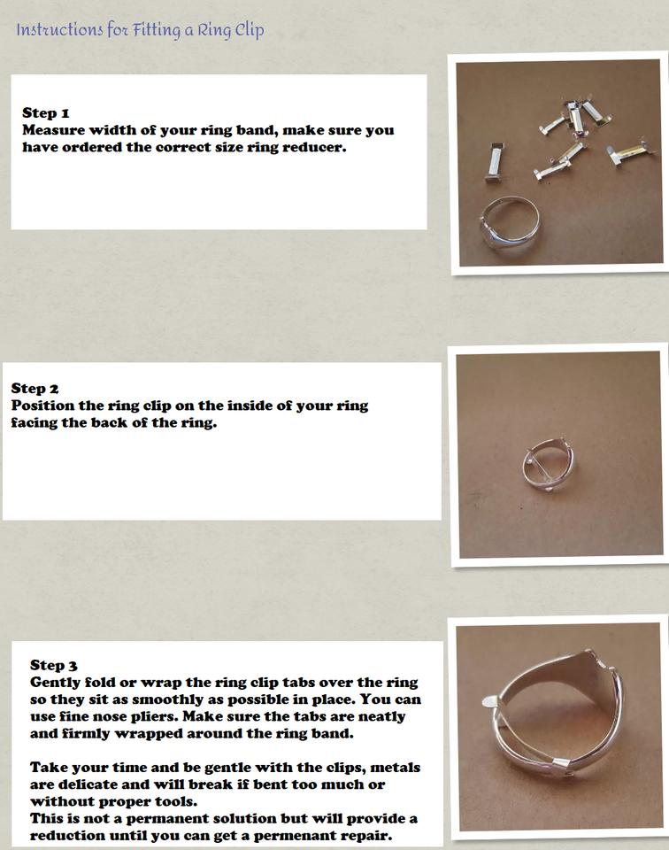 Real 9CT GOLD, WHITE GOLD, SILVER ring size reducer clip Guard ADJUSTER ...