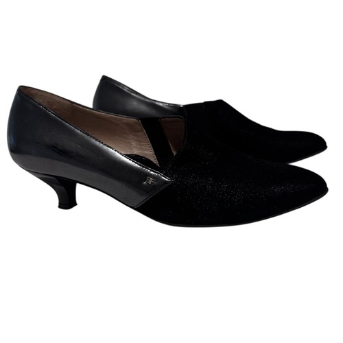 Beautifeel Black Kitten Heels Shoes Women’s 39 8.5 Black Suede Patent ...