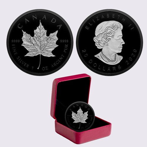 2020 CANADIAN $20 BLACK RHODIUM-PLATED INCUSE SILVER MAPLE LEAF 1 OZ ...