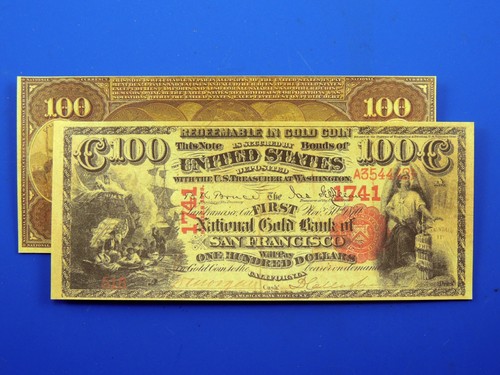 Reproduction $100 1875 National Gold Bank Note US Paper Money Currency ...