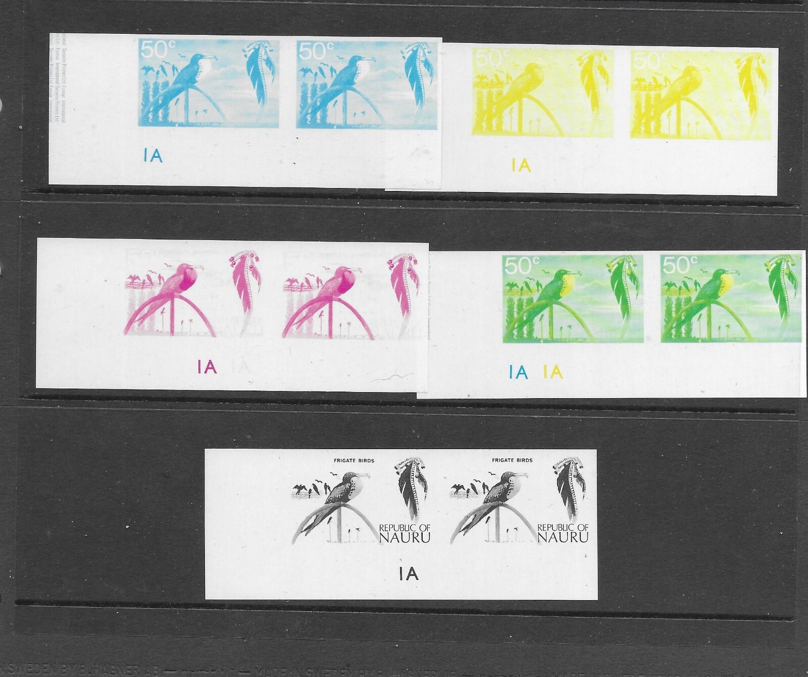 NAURU 1973 FRIGATE BIRD 50c IMPERF PAIRS PROGRESSIVE PROOFS | eBay UK