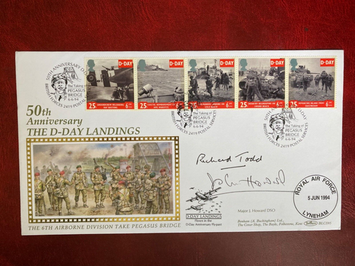 D-Day Pegasus Bridge 50th Anniversary John Howard Richard Todd signed ...