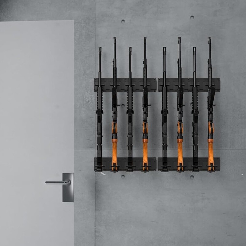 Heavy Duty Wall Mounted Gun Rack 8 Slots Metal Shotgun Rifle Storage ...