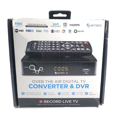 Digital Converter Box with DVR Recorder and LED Display Ematic AT103C ...