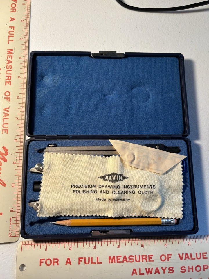 Vintage Alvin 525B Precision Drawing Set Tools As Is Wear On Case Made ...