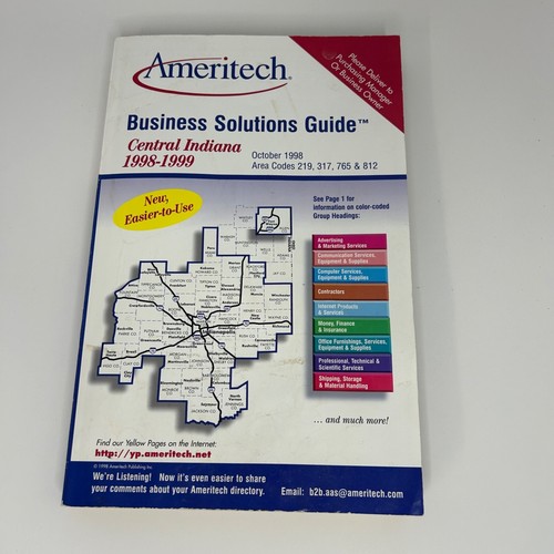 Ameritech 1998-1999 Central Indiana Business Solutions Guide Phone Book 219 317 | eBay