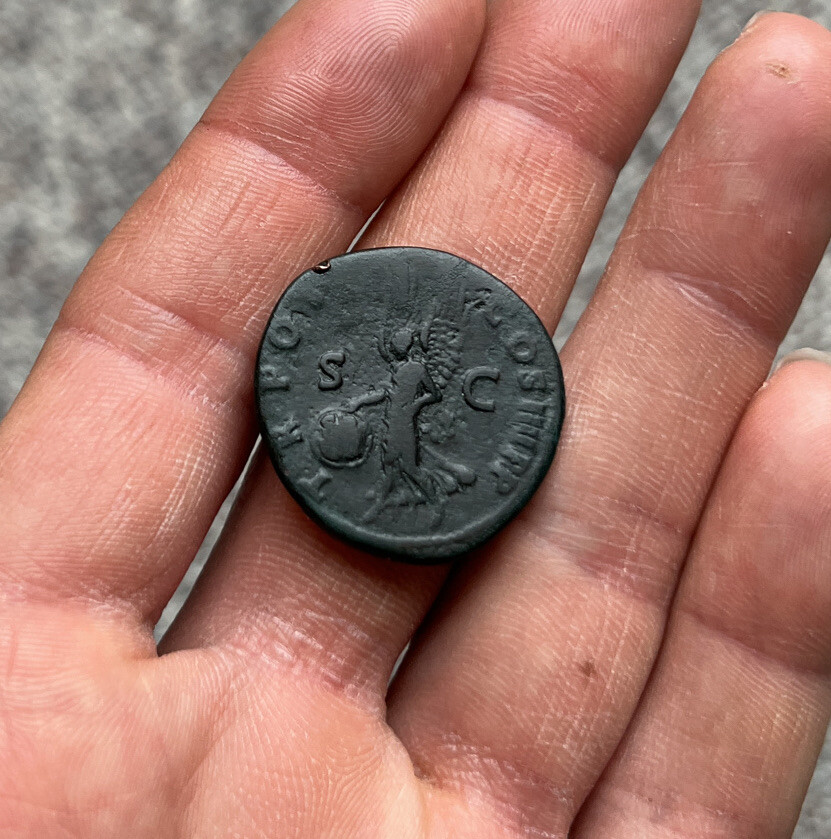 EMPEROR TRAJAN Ancient Roman Coin AE As 101-3AD VICTORY SHIELD SPQR ...