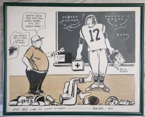 Bill Gallo ORIGINAL Cartoon Art Joe Namath 1975 "Too Soon Old - Too ...