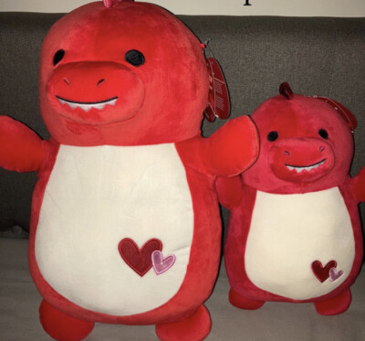 squishmallow Duster the Dinosaur Set hugmee size 12” and 18” valentines ...