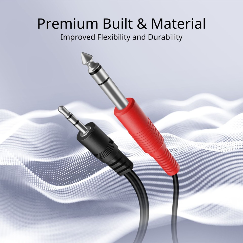 Premium 1/8 to 1/4 Stereo Cable Male to Male 15ft - Dual 1/4 to 1/8 ...