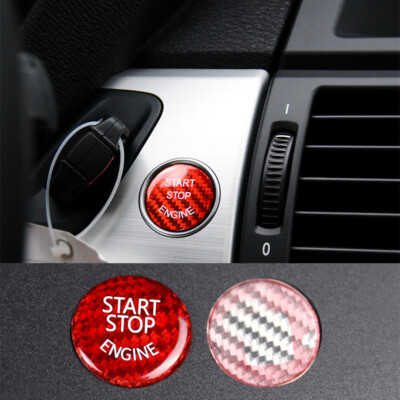 Red Carbon Fiber Engine Start Stop Button Trim For BMW E60 E70 E83E84 ...