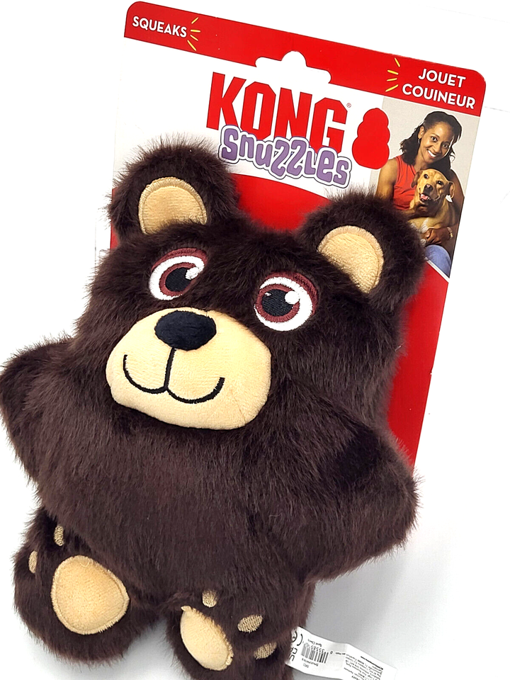 KONG Snuzzles Bear MEDIUM Plush Squeaky Crinkly Toss & Play Dog Toy 8.5 ...