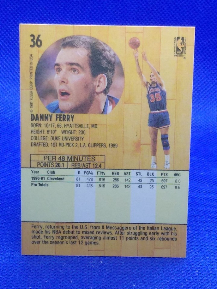 AUTOGRAPH Danny Ferry 1991-92 Fleer #36 AUTO | eBay