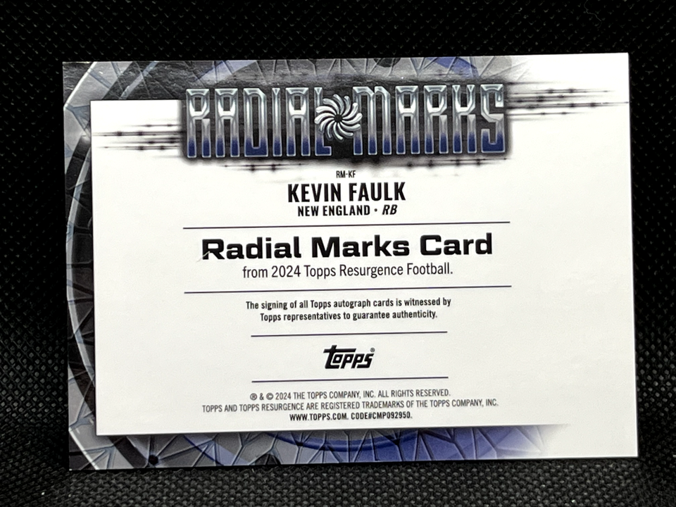 Kevin Faulk 2024 Topps Resurgence- Radial Marks Auto#RM-KF New England ...