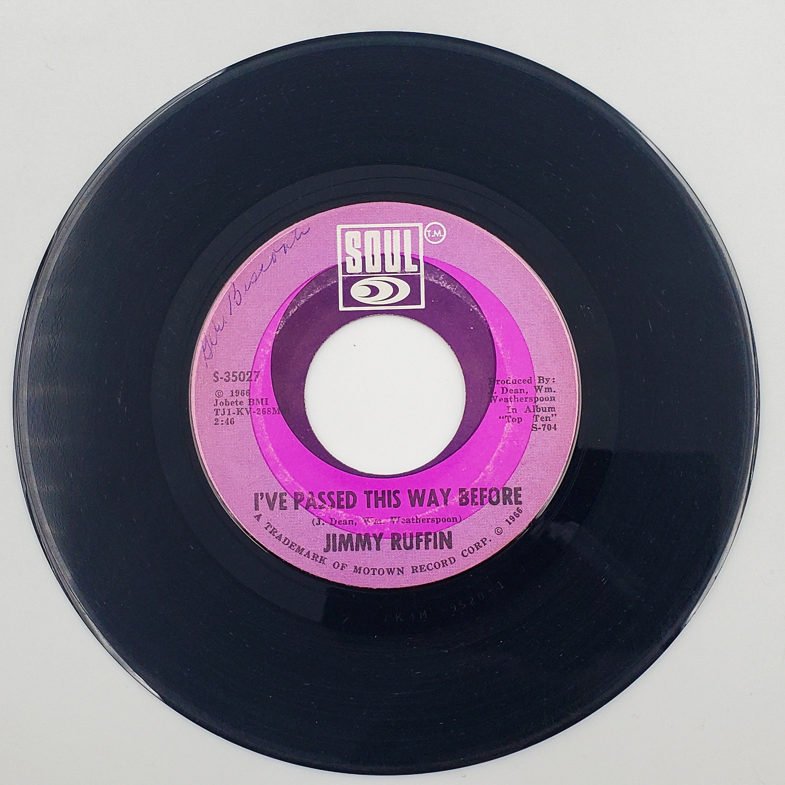 Jimmy Ruffin I've Passed This Way Before 45 RPM Single Record Soul 1966 ...