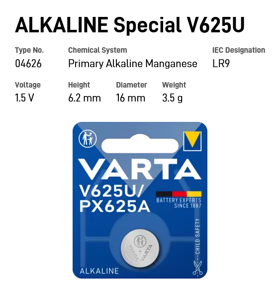 3 VARTA V625U PX625A LR9 KX625 CA16 PX625 MR9 Button Cell Tablet ...